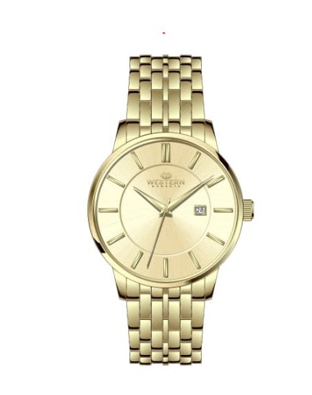 Men’s Elegant Gold Bracelet Watch – Golden Dial – Western Watches